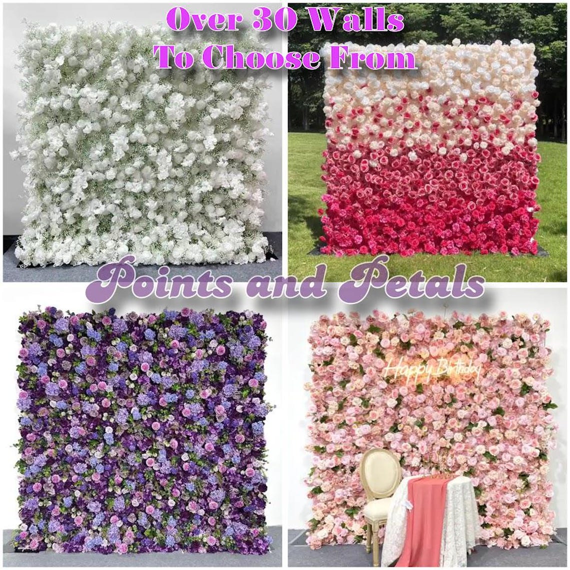 Pink Rose Flower Wall - Wedding Backdrop, Proposal Decor, Event Photo ...