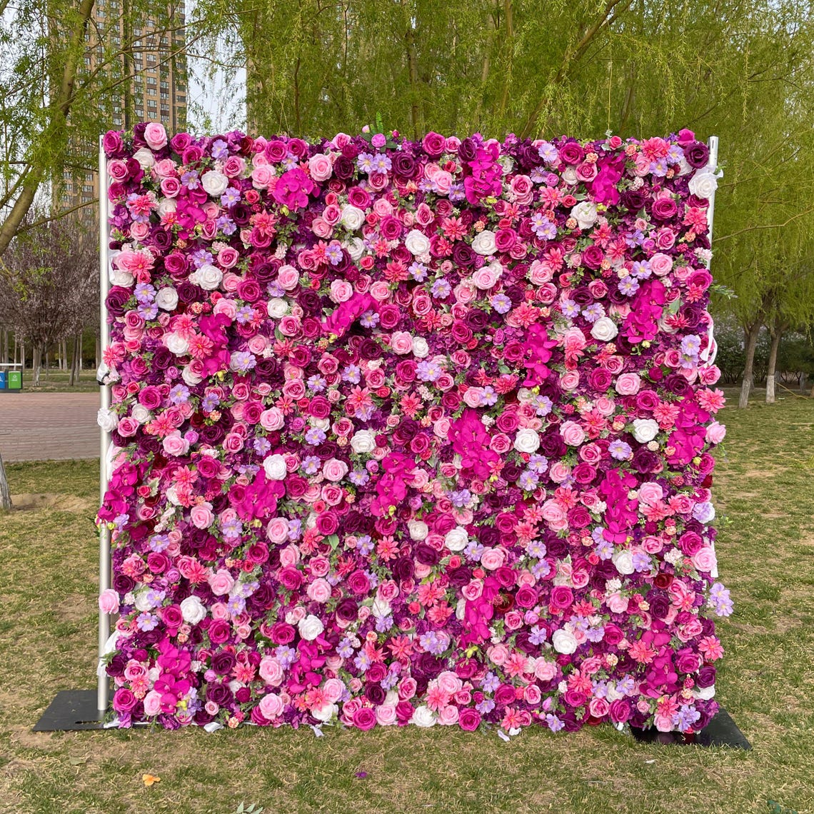 Pink and Purple Flower Wall - Wedding Backdrop, Proposal Decor, Event ...
