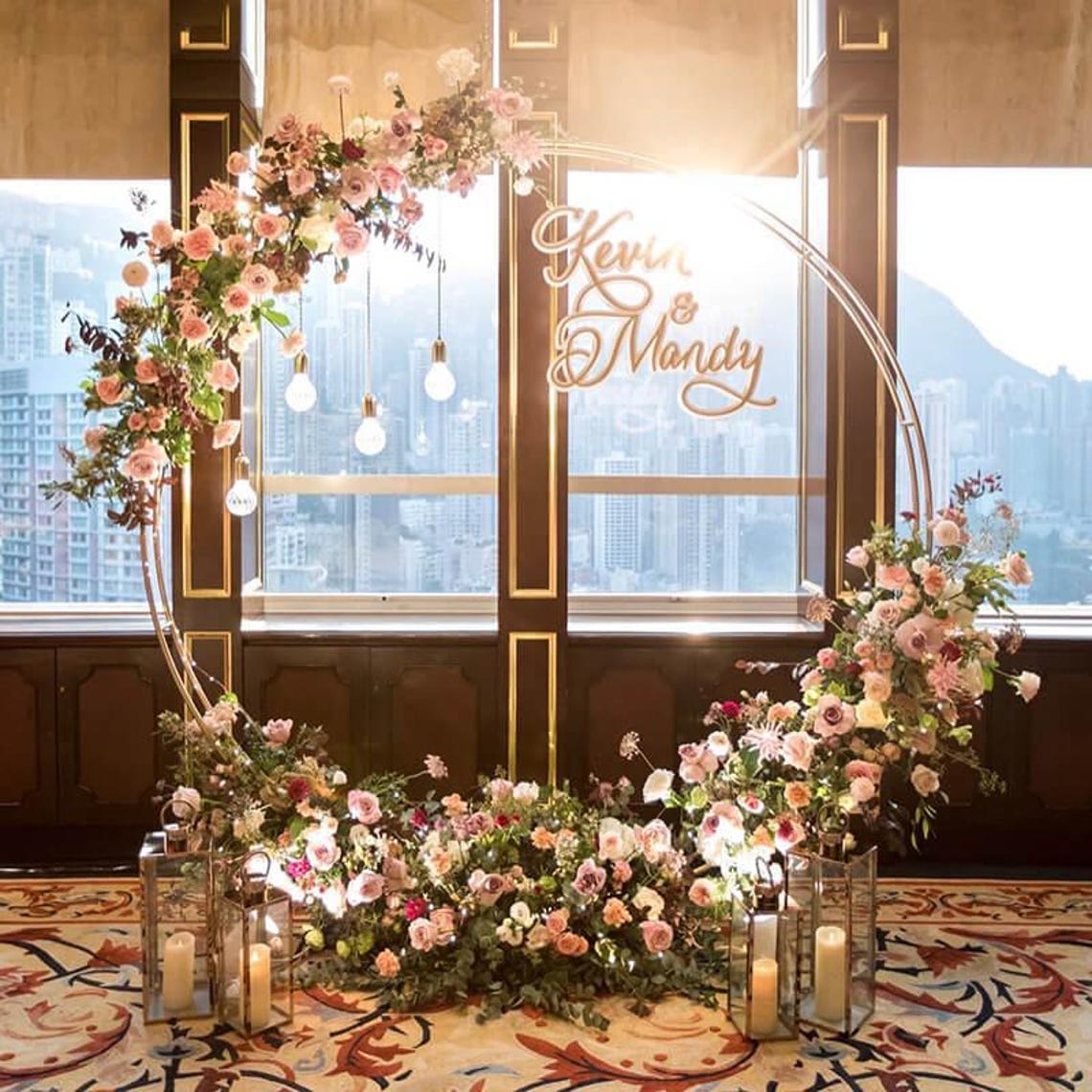 Gold Circle Wedding Arch, Double Ring, Metal Arch, Floral Hoop, 7.8 ...