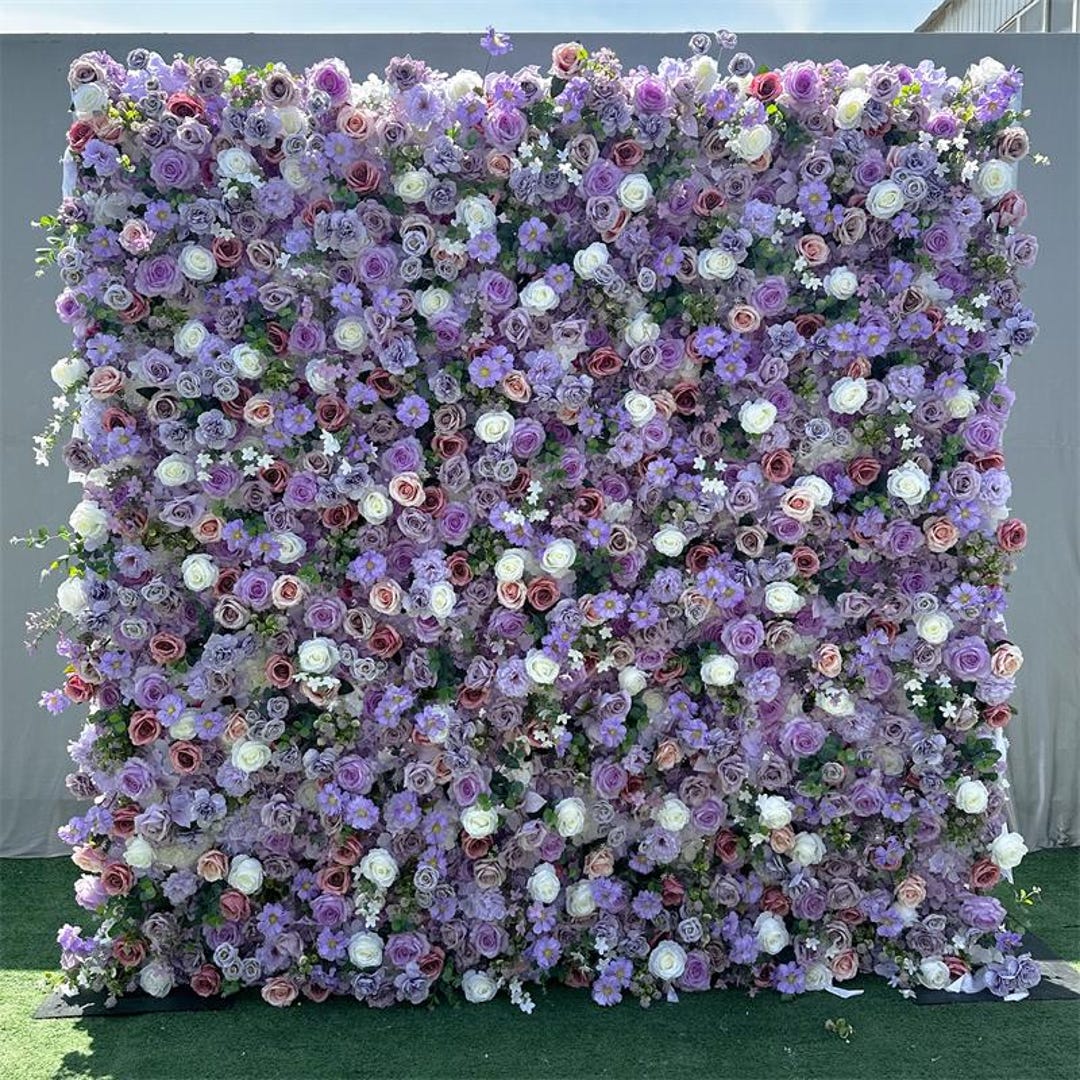 Purple Rose Flower Wall - Wedding Backdrop, Proposal Decor, Event Photo ...
