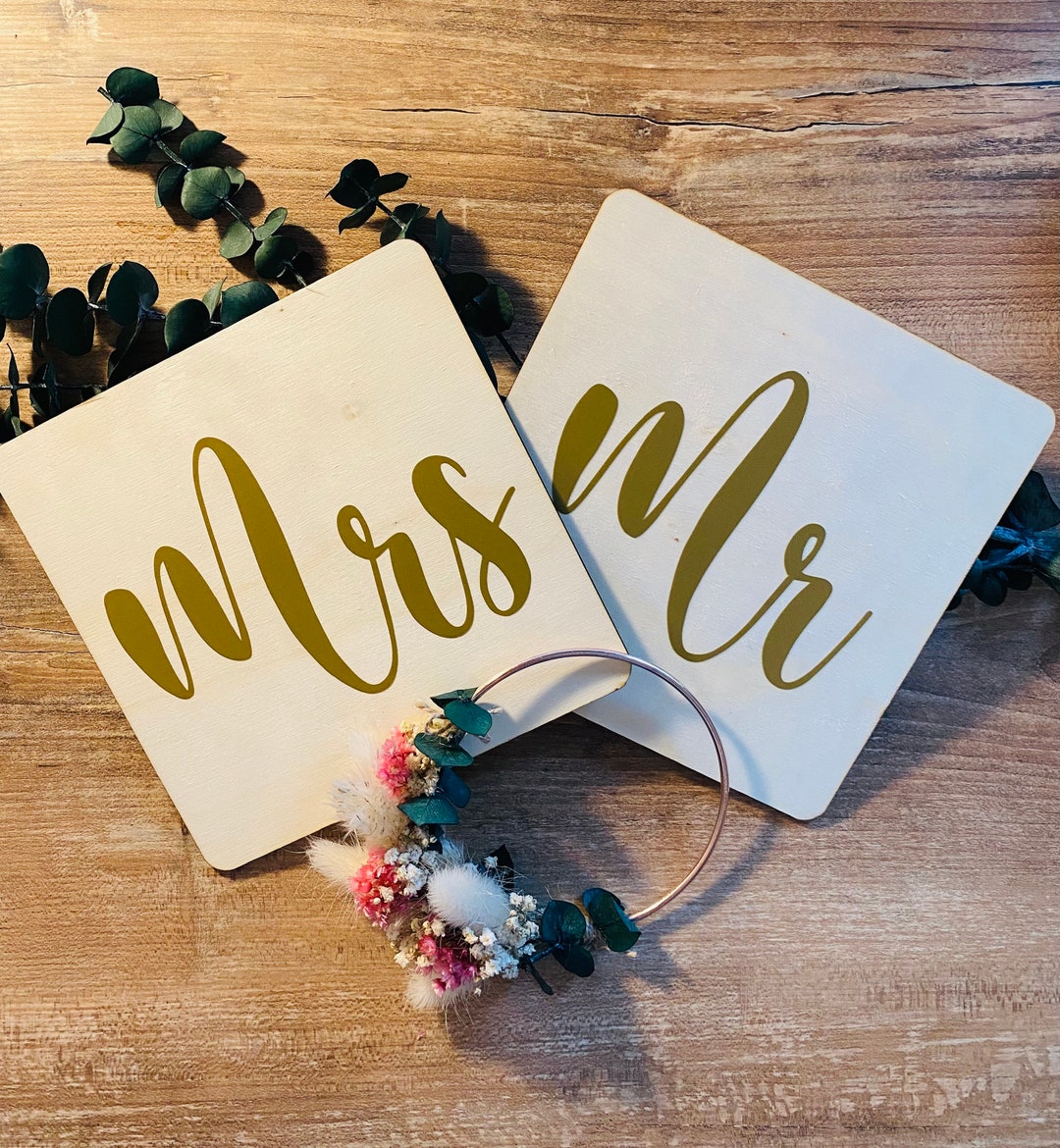 Escudo Mrs & Mr, Boda con letrero de madera, Boho - Etsy España