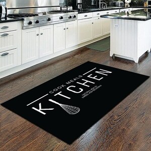 Black Kitchen Mat / Decorative Kitchen Runner / Non Slip Based Kitchen ...