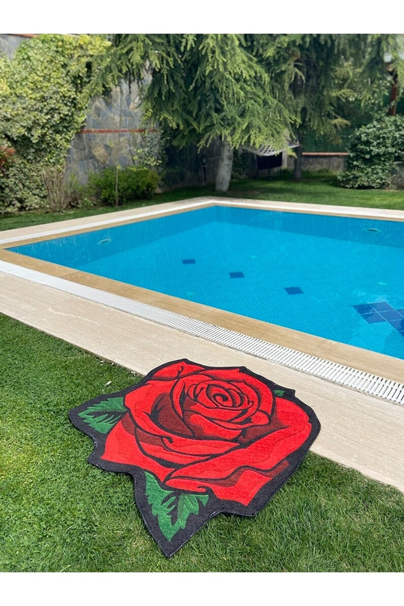 Rose Patterned Carpet / Kid's Room Rug / Woven Sole Kitchen Runner ...