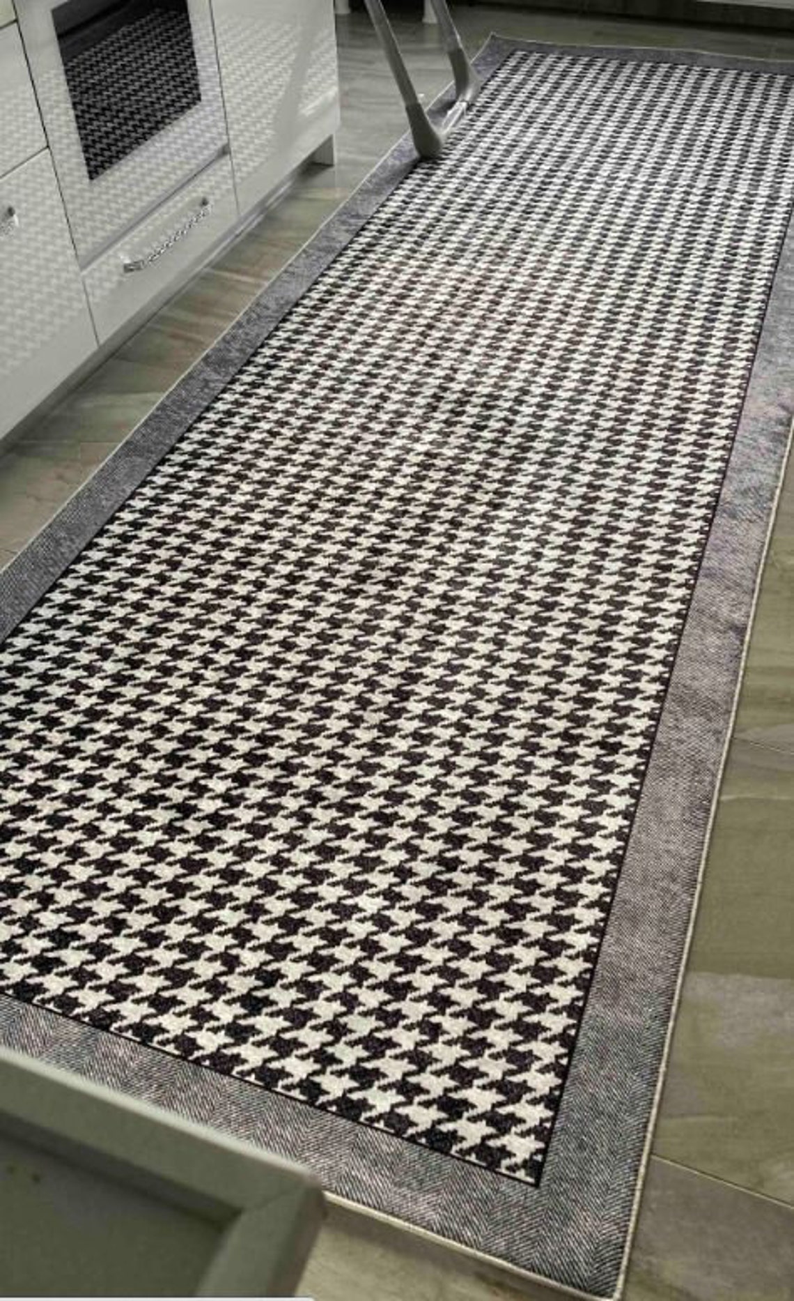 Black and White Kitchen Mat / Decorative Saloon Runner / Non | Etsy