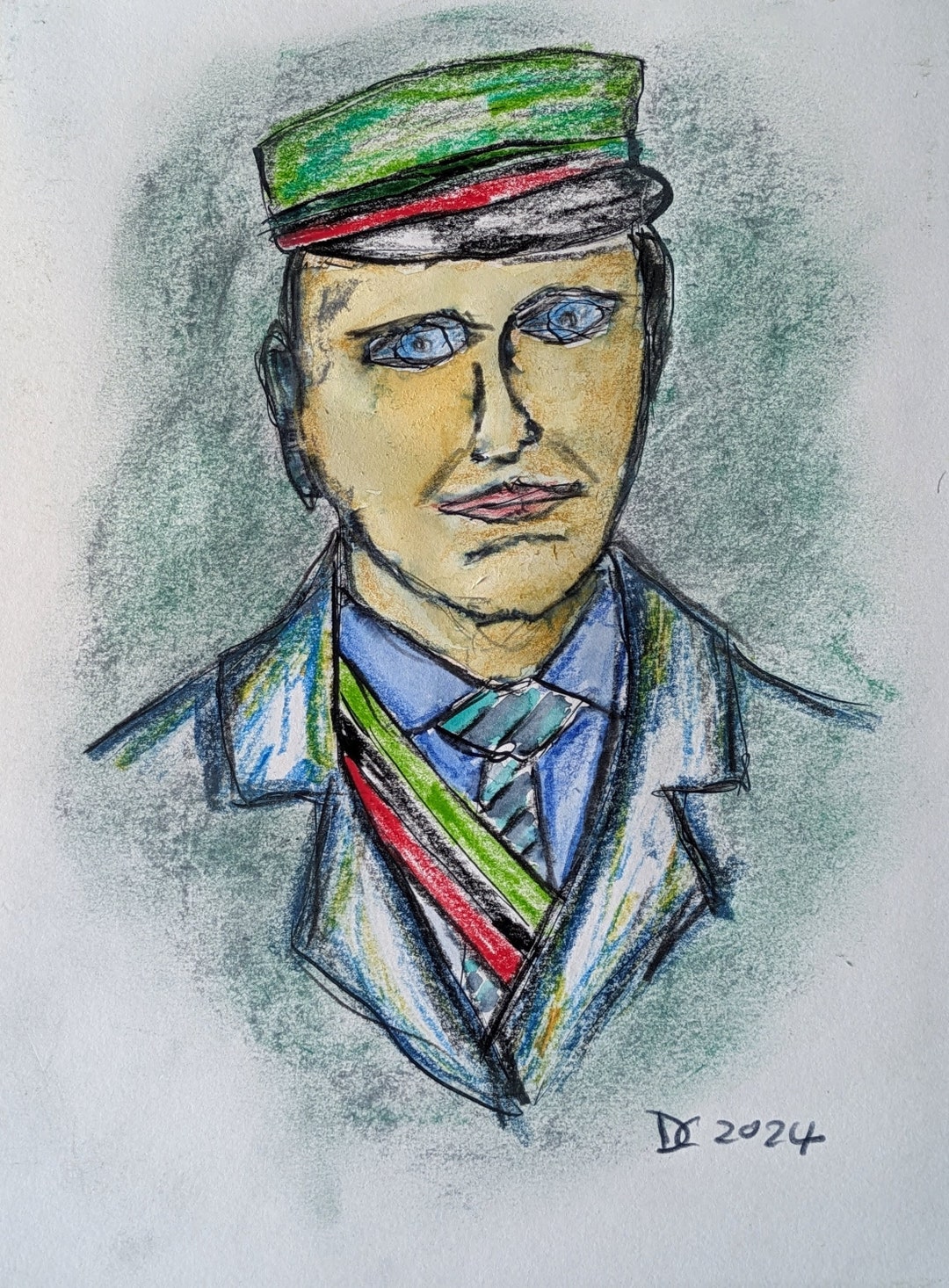 Student Fraternity, Portrait of a Boy, Original Mixed Media, Individual ...