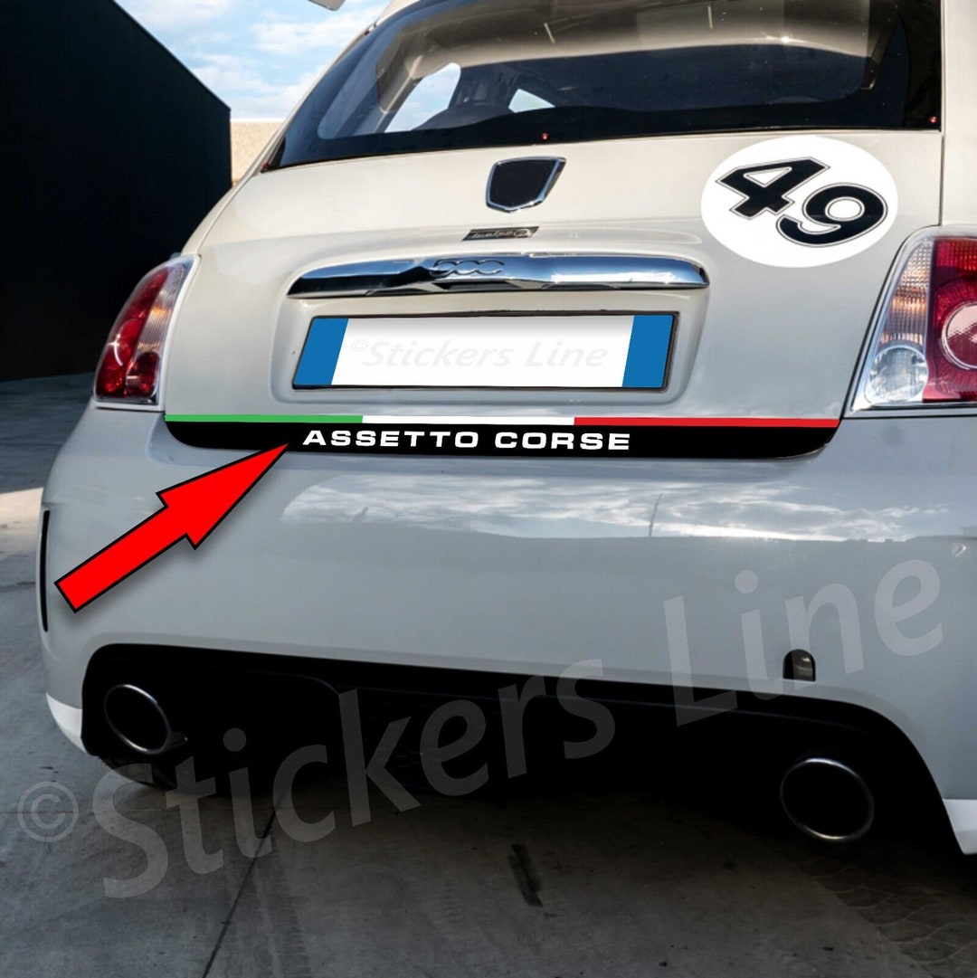 Fiat 500 595 695 Abarth ASSETTO CORSE Sticker Black Background ...
