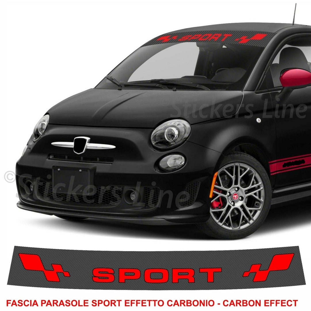 Fiat 500 SPORT Sun Visor Band CARBON Bottom Red Writing Windscreen ...