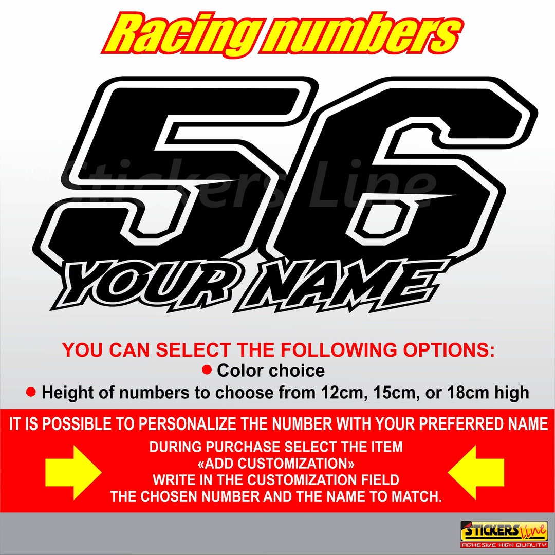 Race Number Stickers Name and Color Customizable for Motocross Number ...