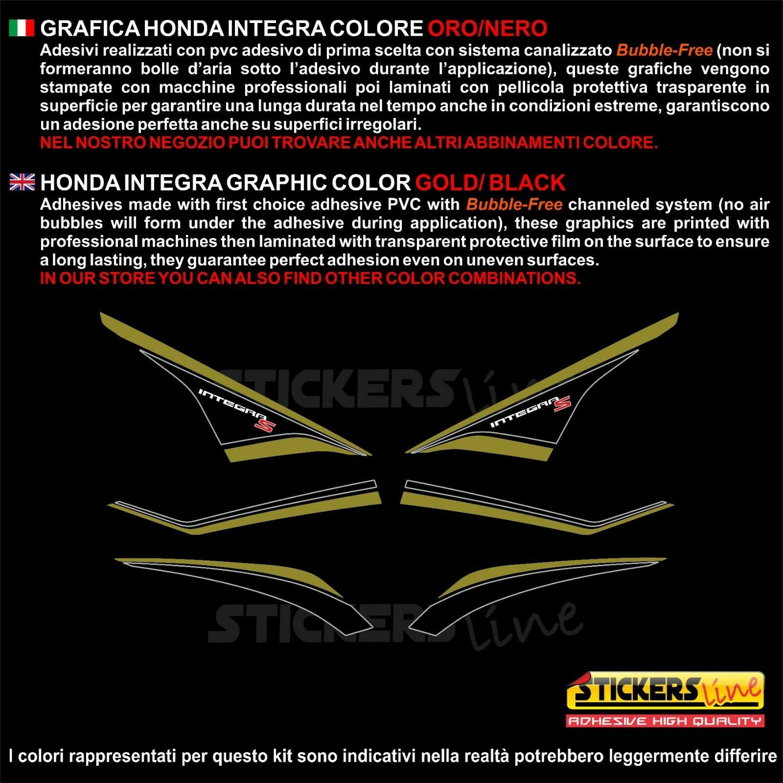 Stickers Honda INTEGRA 750 Dct Sport 2014-2020 Compatible Fairing GOLD ...