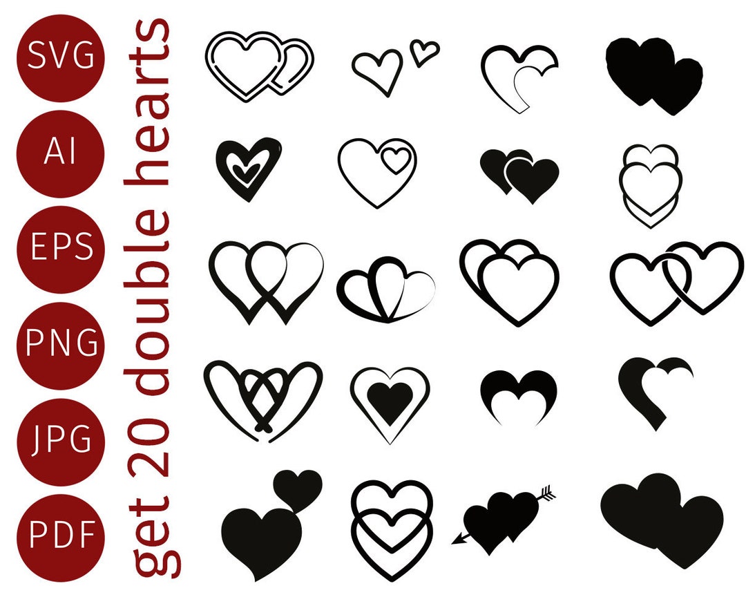 SVG Heart Bundle - 20 Double-hearts for Valentine's Day. the Symbol of ...