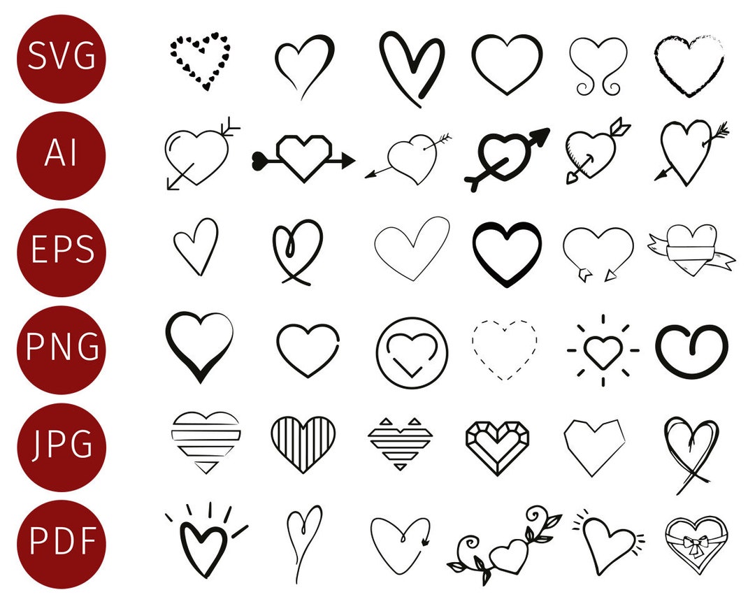 SVG Heart Bundle - 36 Hearts for Valentine's Day. the Symbol of Love ...