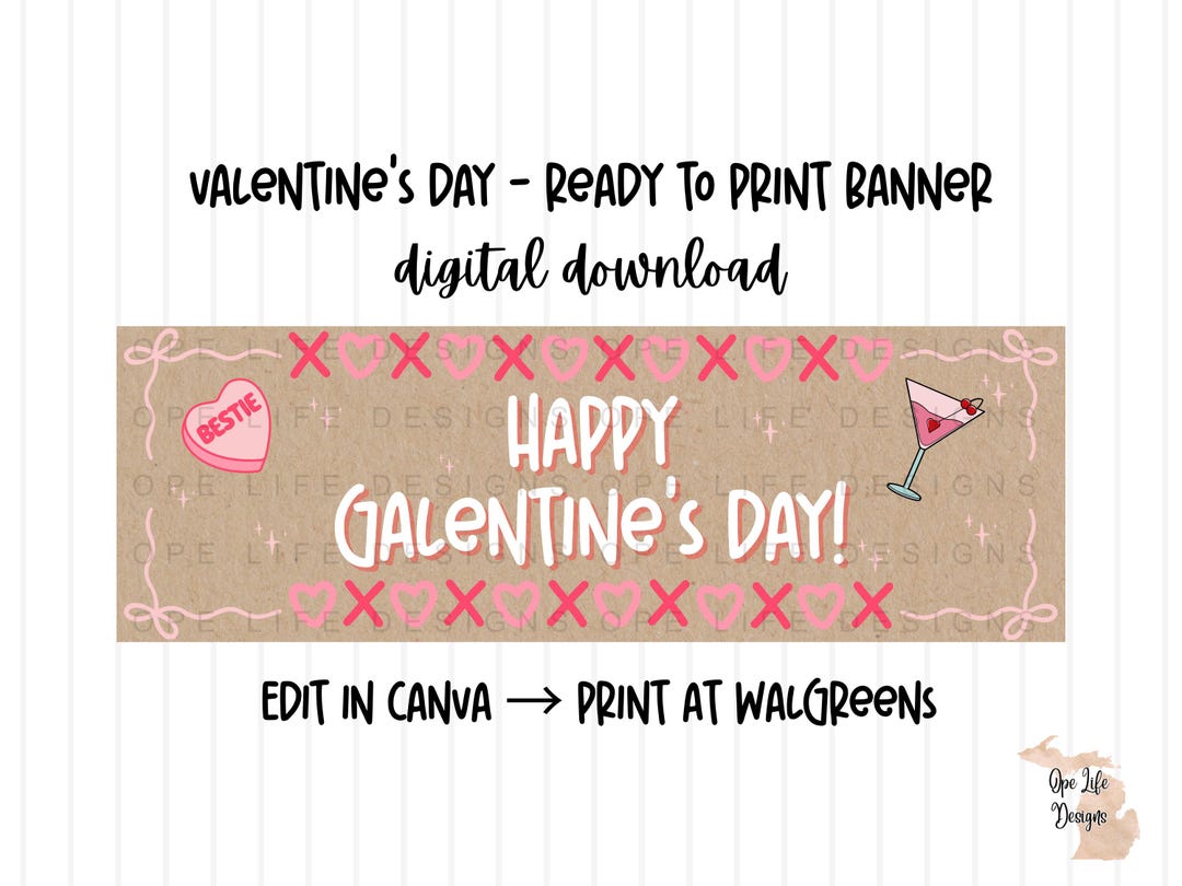 Happy Galentine’s Day Banner Ready to Print at Walgreens | Pink Girly ...
