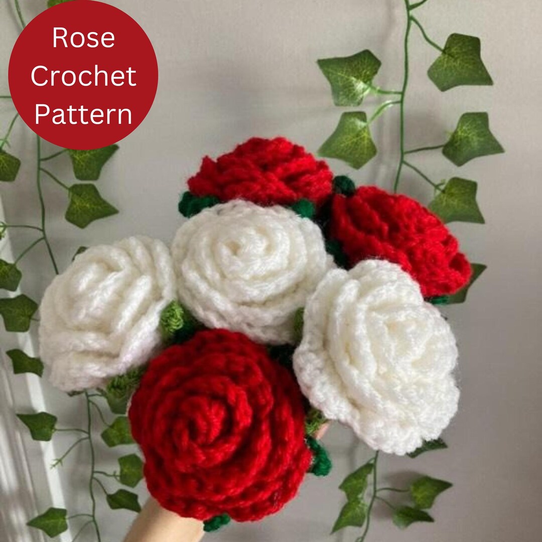 Red Roses Crochet Pattern, Flower Bouqet Pattern, Crochet Flower ...