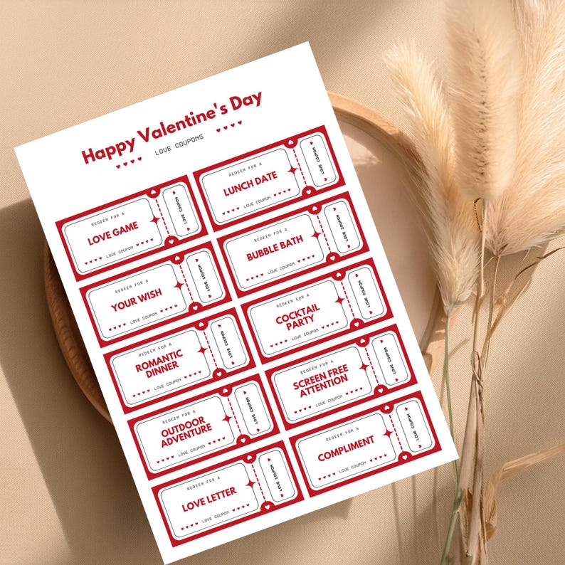 Editable Love Coupons Book,valentine's Day Coupons,50 Fun Love Coupon ...