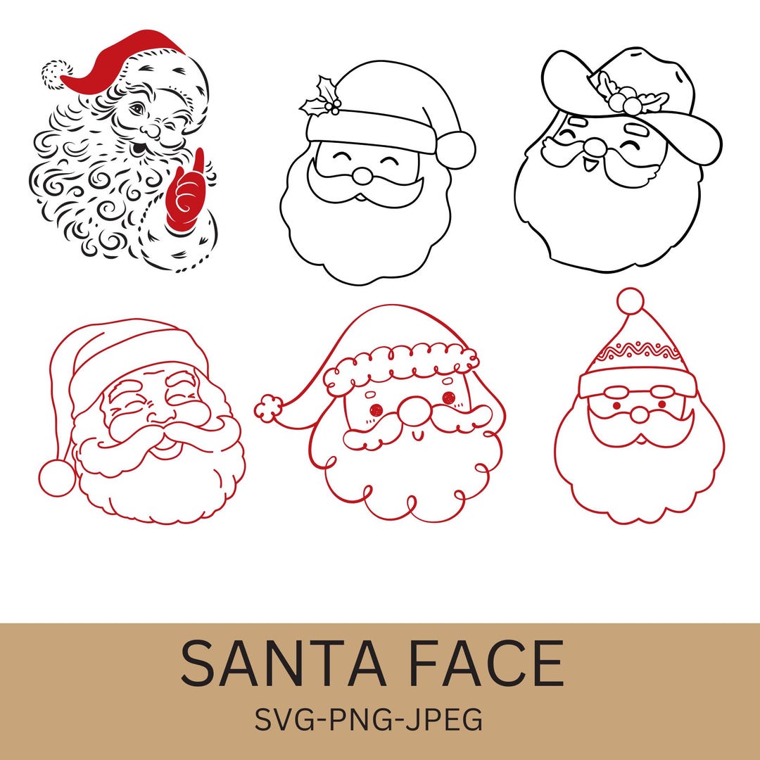 Santa Svg,vintage Santa Svg,christmas Svg,santa Face Svg,santa Claus ...