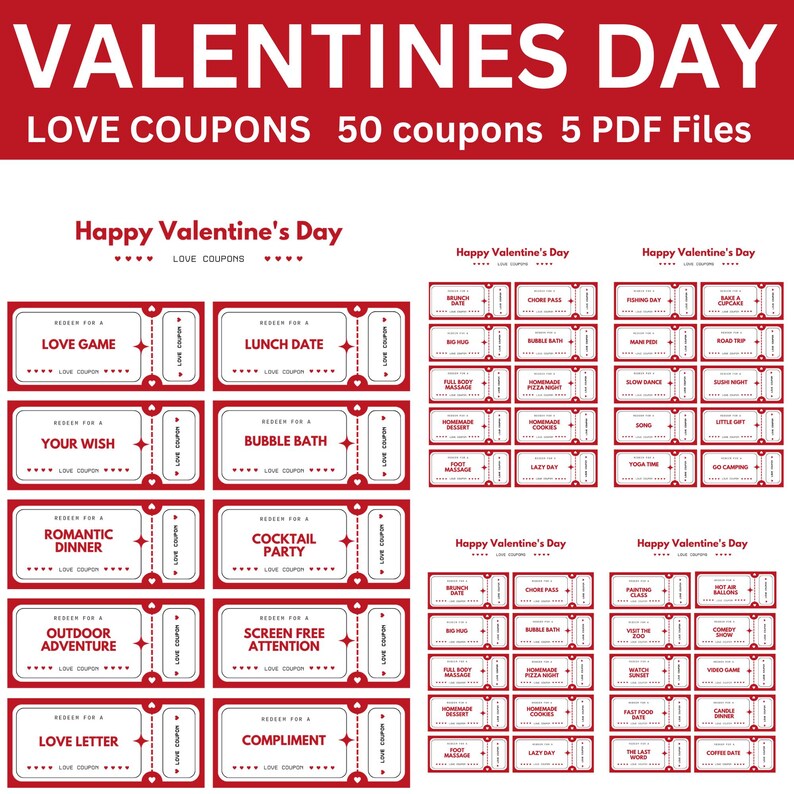 Editable Love Coupons Book,valentine's Day Coupons,50 Fun Love Coupon ...