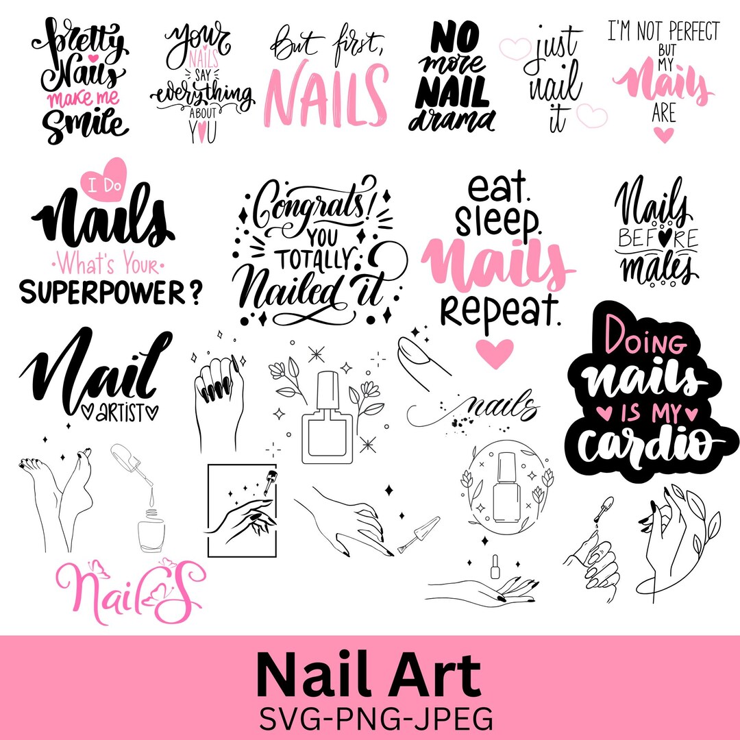 Nail Art Svg Bundle, Girl Hand Svg, Manicure Svg, Nail Tech SVG, Nail ...
