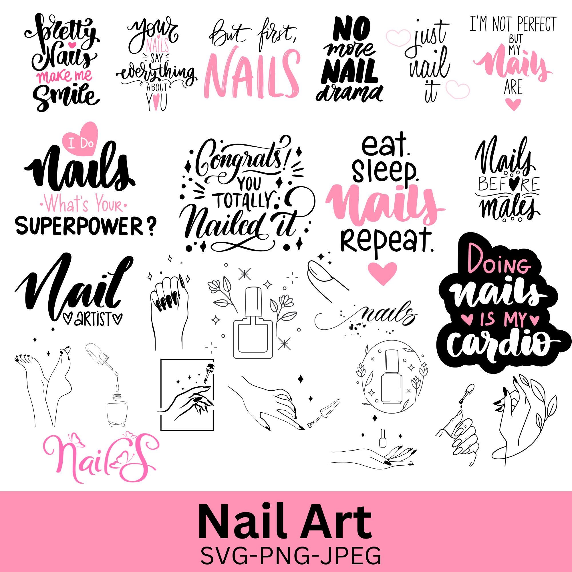 Nail Art Svg Bundle, Girl Hand Svg, Manicure Svg, Nail Tech SVG, Nail ...