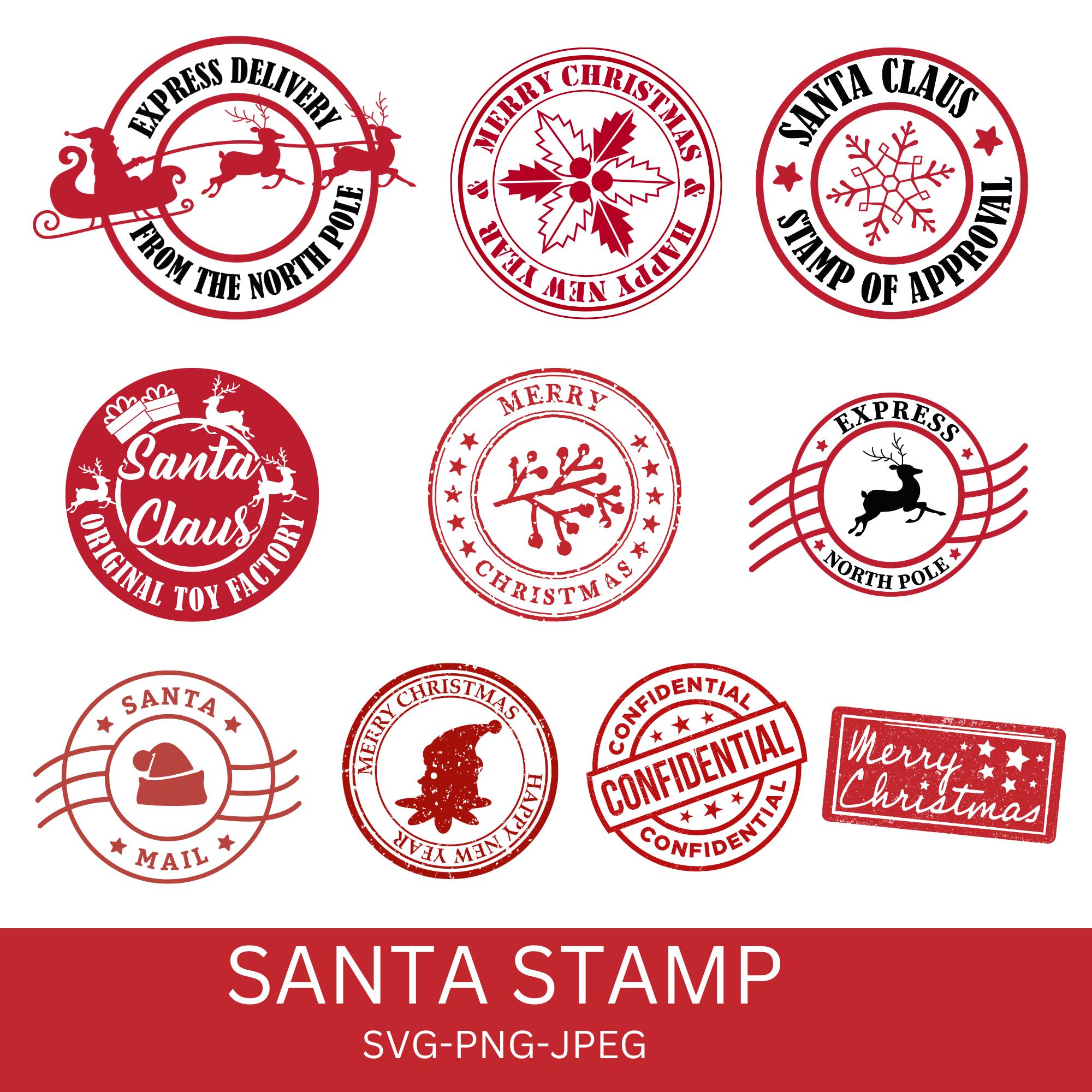 Christmas Stamps SVG, Santa Stamp SVG Bundle, North Pole Svg Bundle ...