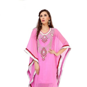 Light Pink Islamic Designer Caftan Arabic Maxi Hand Beaded Party Wear ...