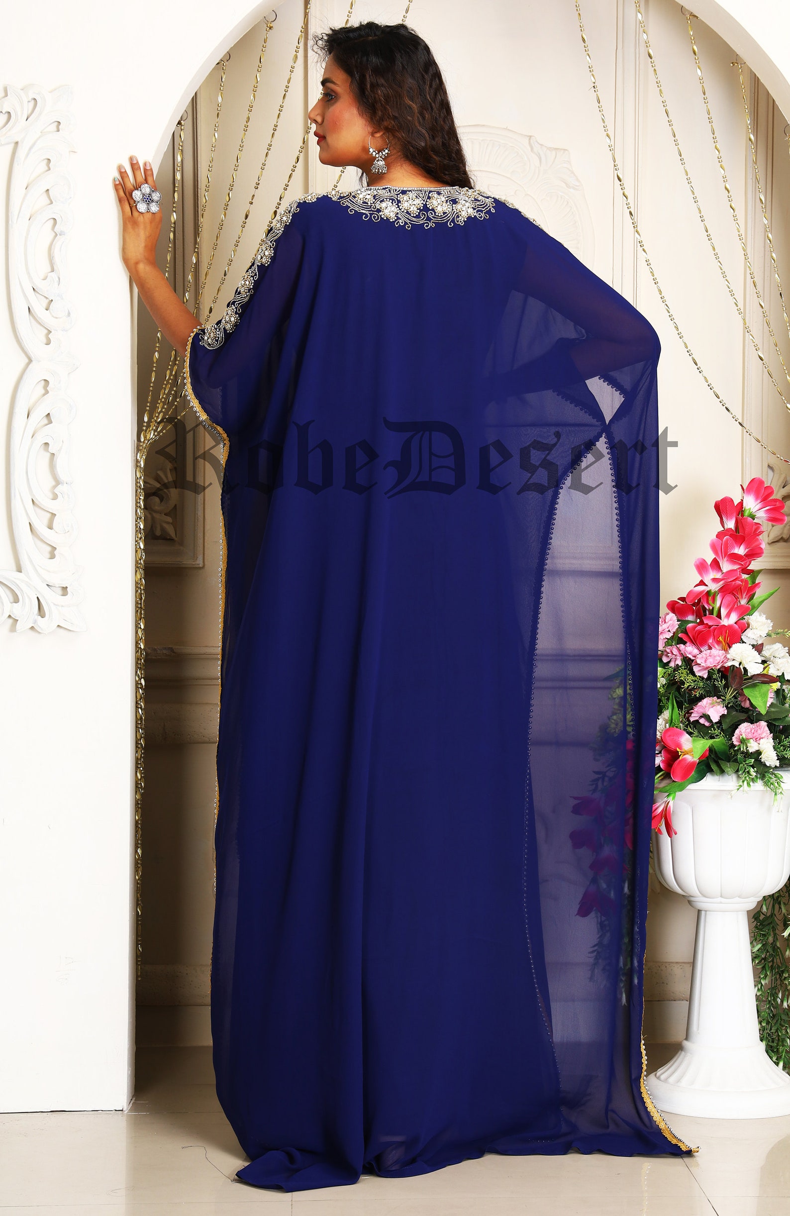 Dark Blue Islamic Kaftan: Designer Arabic Dress - Etsy
