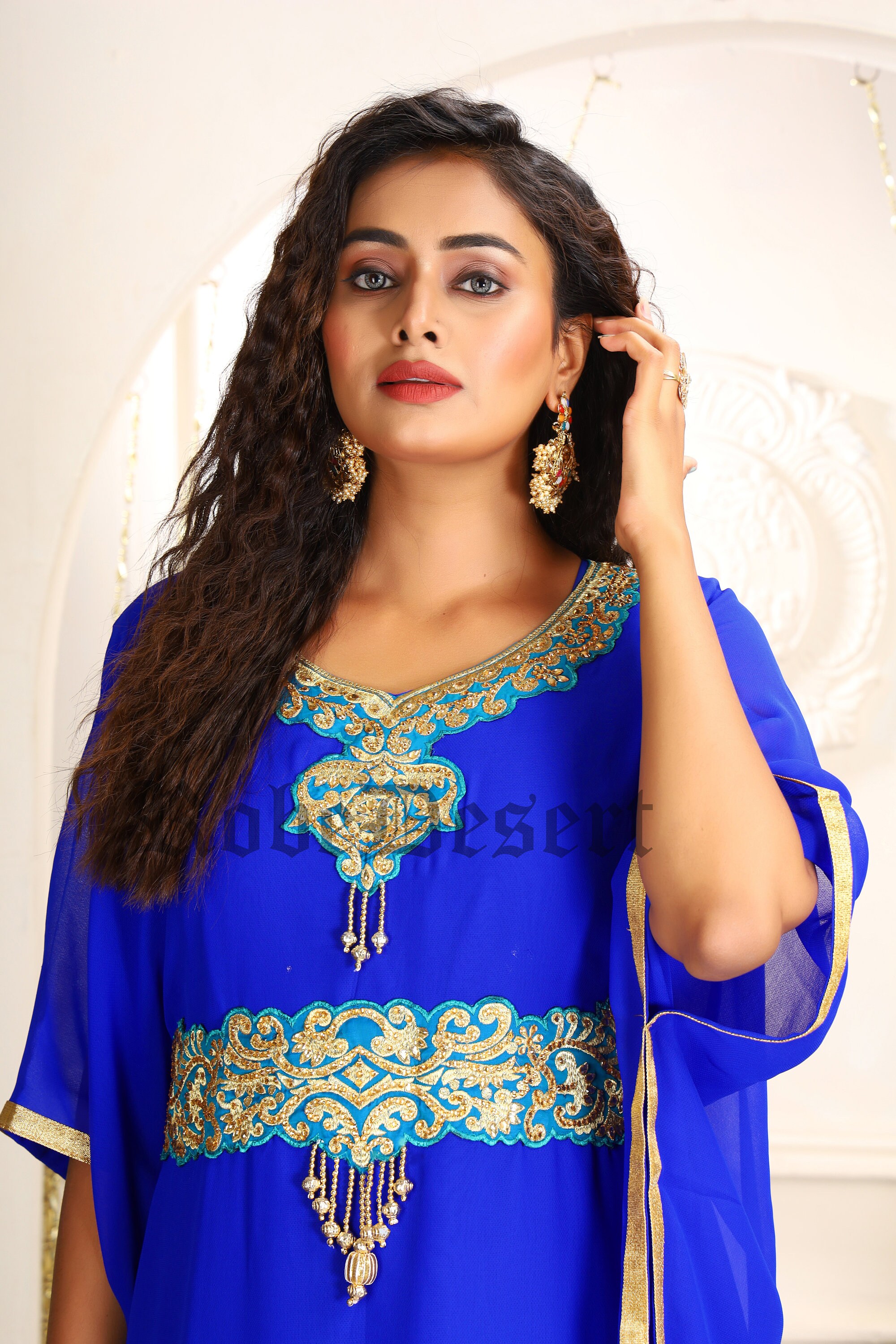 Royal Blue Color Designer Embroidery Caftan for Women New Designer ...