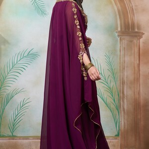 Dark Violet Hand Beaded Kaftan: Islamic Wedding Takchita With Hijab - Etsy