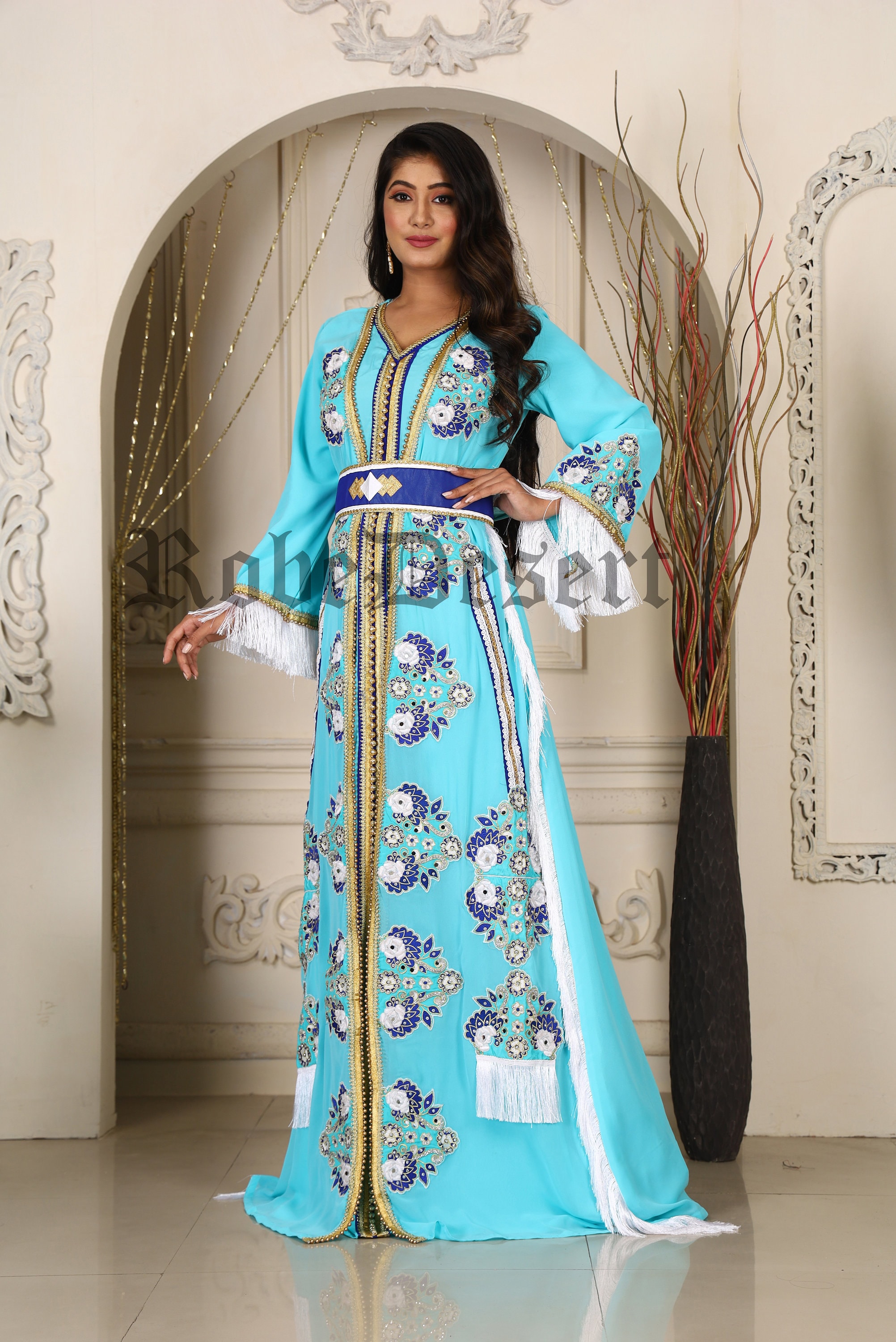Dubai Moroccan Kaftan Mint Green Islamic Designer Kaftan / - Etsy