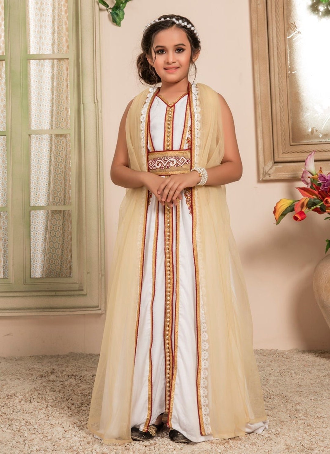 White and Beige Designer Kids Wedding Kaftan New Designer Embroidered ...