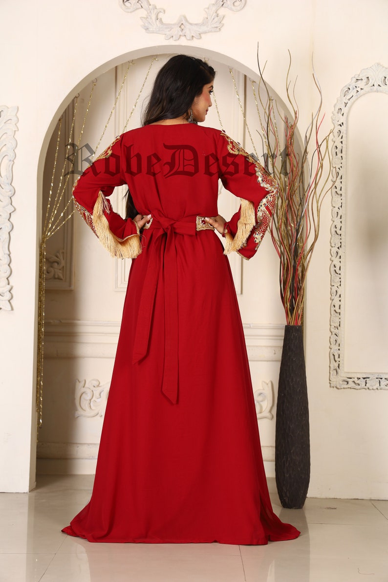 Maroon Maxi Designer Moroccan Kaftan / Arabic Wedding Stylish - Etsy