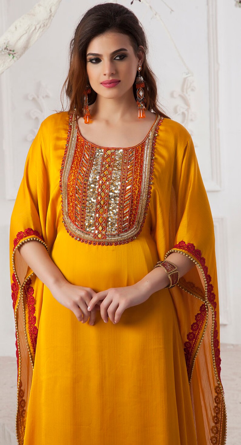 Yellow Designer Islamic Arabian Plus Size Abaya Party Fancy - Etsy