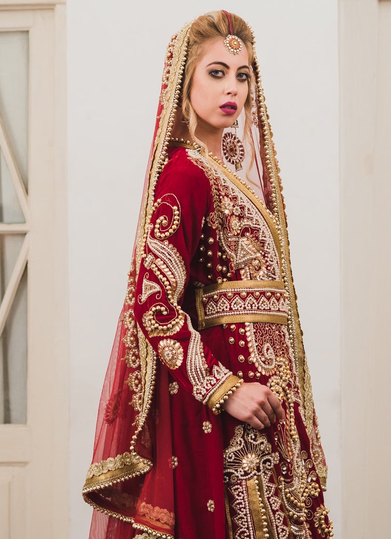 Maroon Color Moroccan Kaftan Islamic Elegant Dubai Moroccan - Etsy