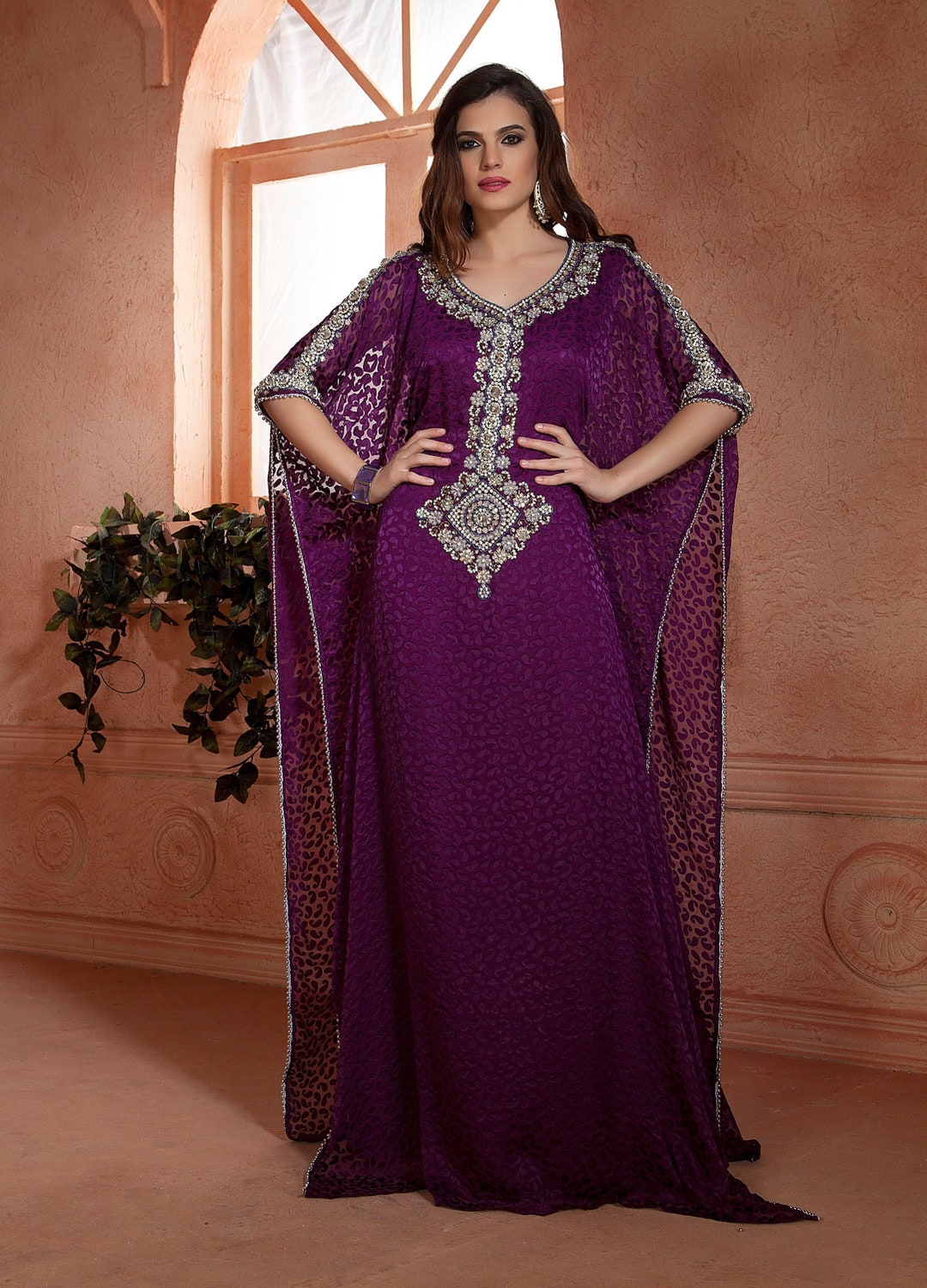 Violet Color Islamic Designer Takchita Kaftan Dress for Womens - Etsy