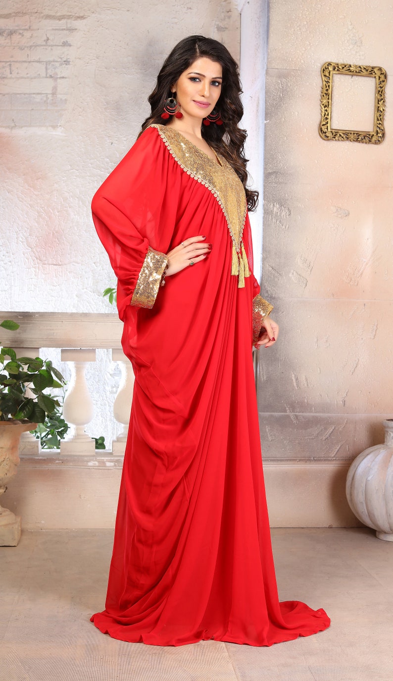 Red Color Designer Stylish Takchita Kaftan With Free Plain - Etsy