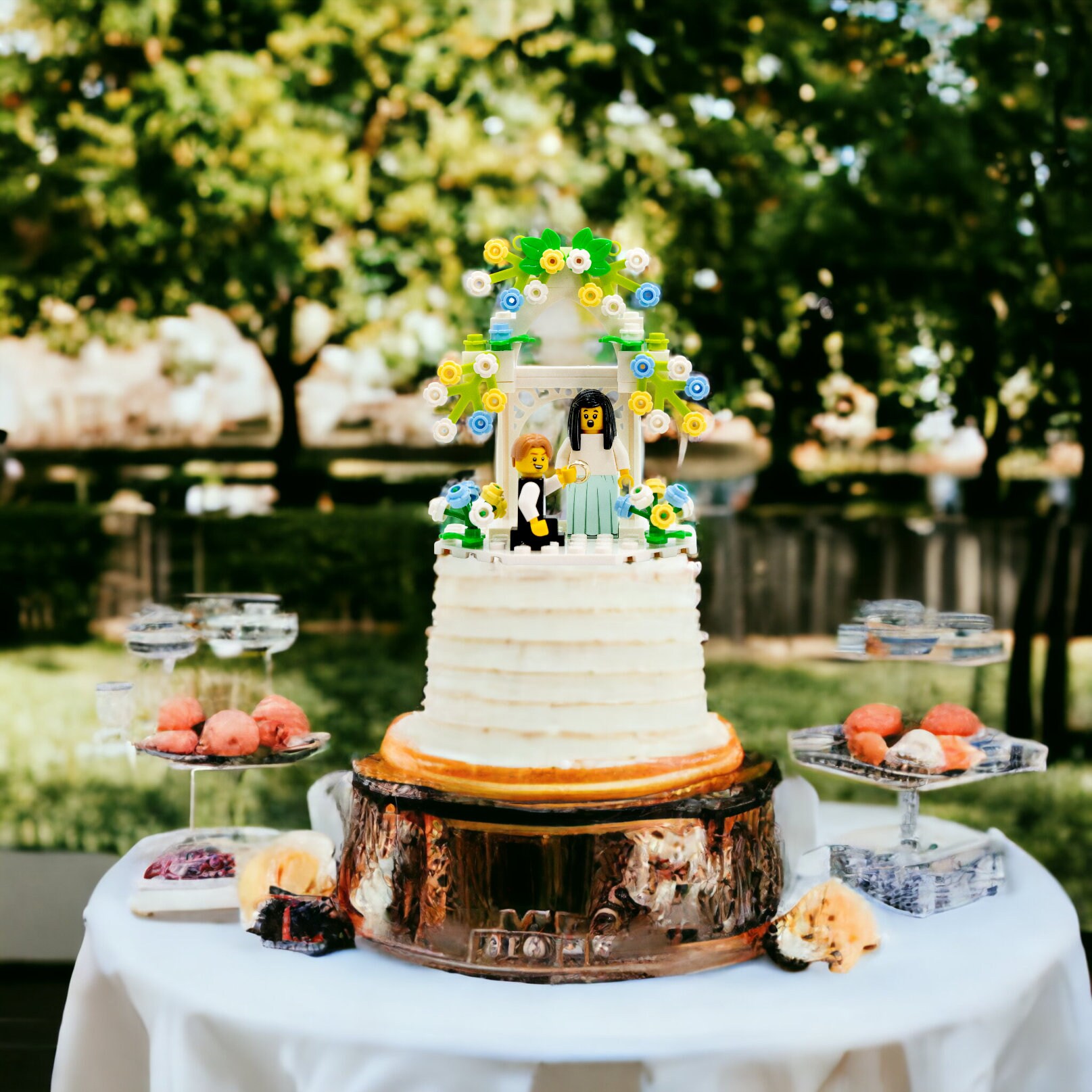 Une Arche de mariage fleurie en briques, idéale pour cake topper ou ...