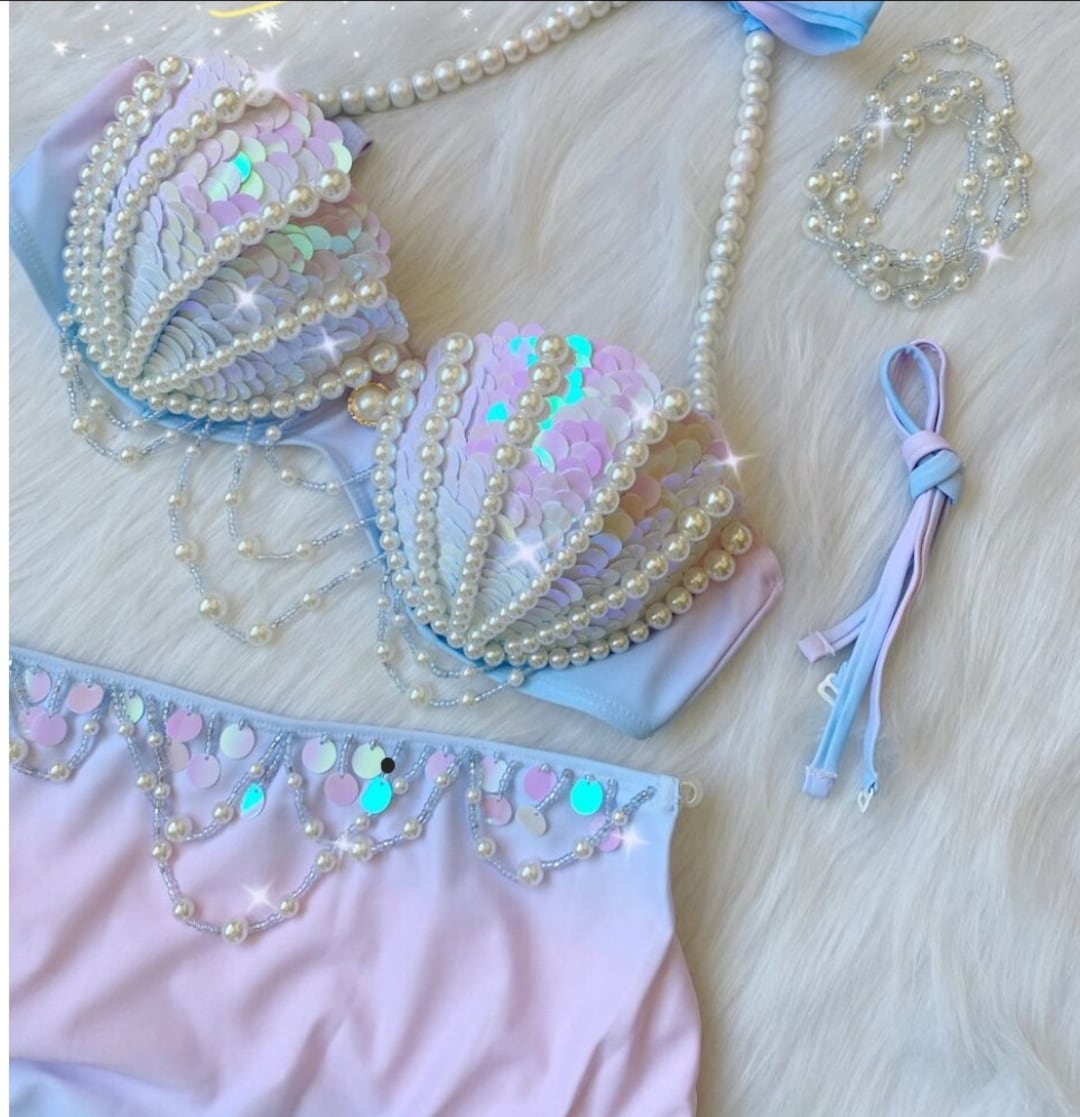 Ariel Little Mermaid Inspired Pearl Bra Top and Bikini - Etsy