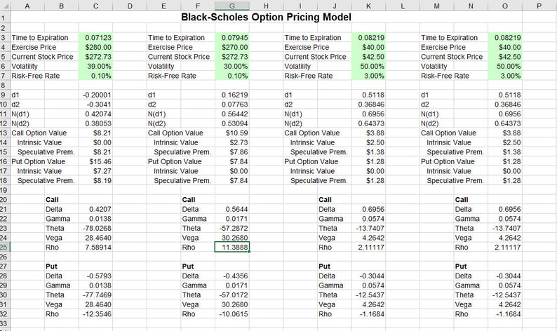 Black-scholes Options Pricing Spreadsheet - Etsy