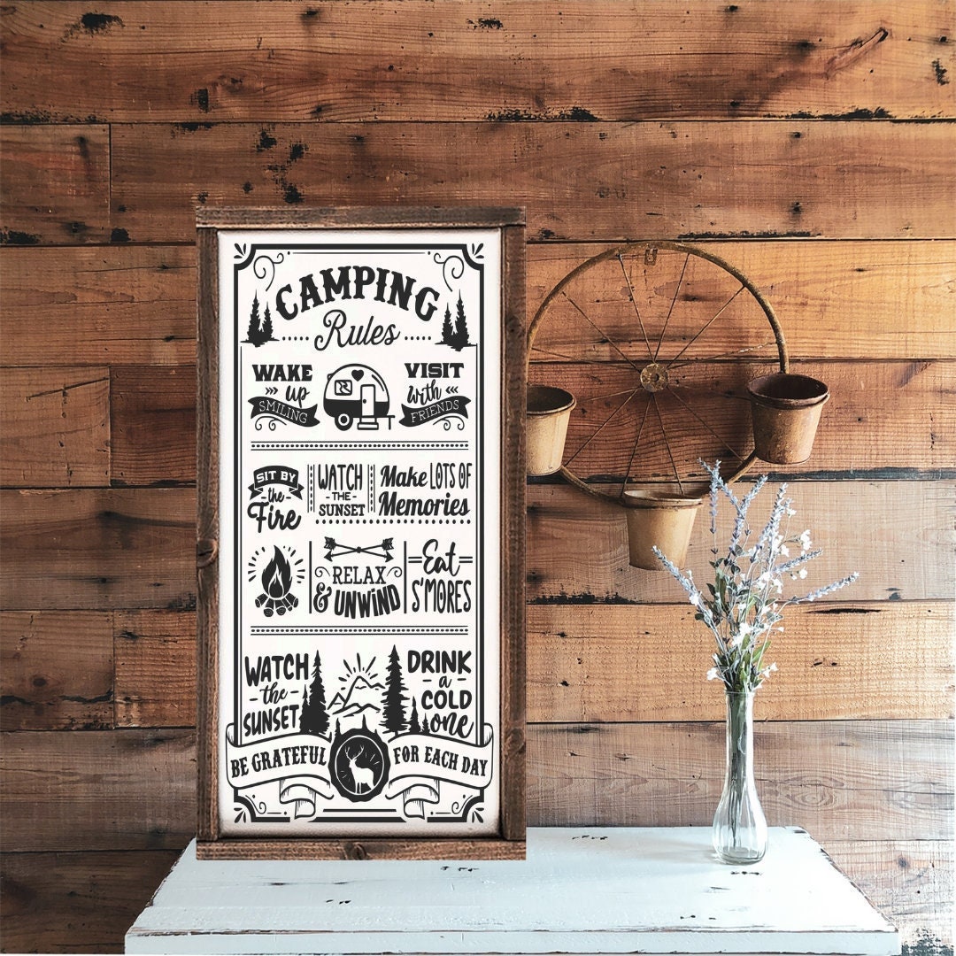 Camping Rules Wall Décor, Farmhouse Sign Wall Décor, Country Style Wall ...