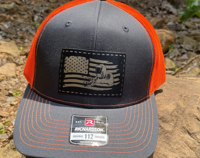 Welder Distressed American Flag Richardson 112 Hat, Trucker Hat ...