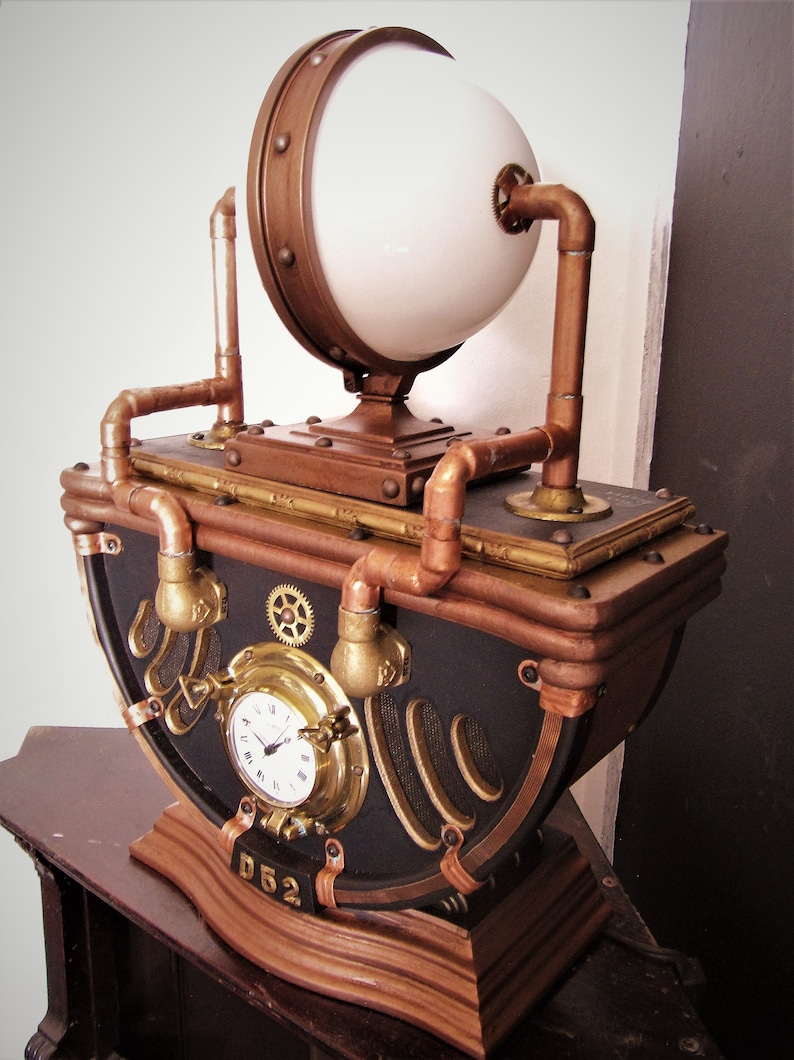 Steampunk Nautilus Table Lamp/clock Created From Recycled Parts - Etsy