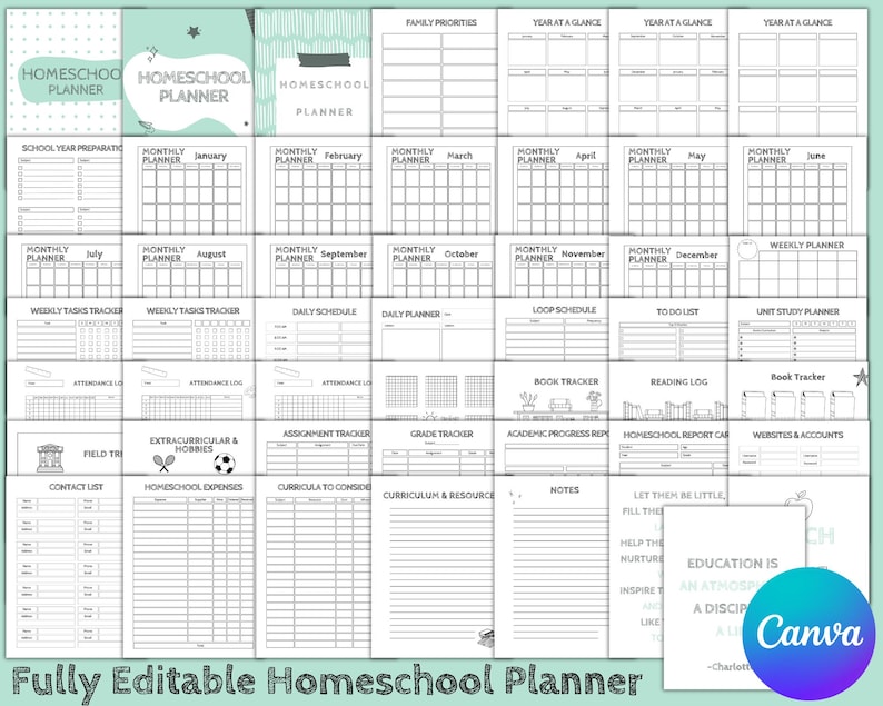Ultimate Fully Editable Homeschool Planner, Undated, Digital, Printable ...