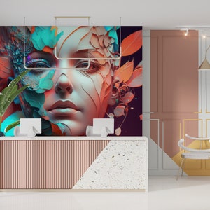 3D Woman Portrait Wallpaper Mural, Hair Salon Decor, Beauty Parlour ...