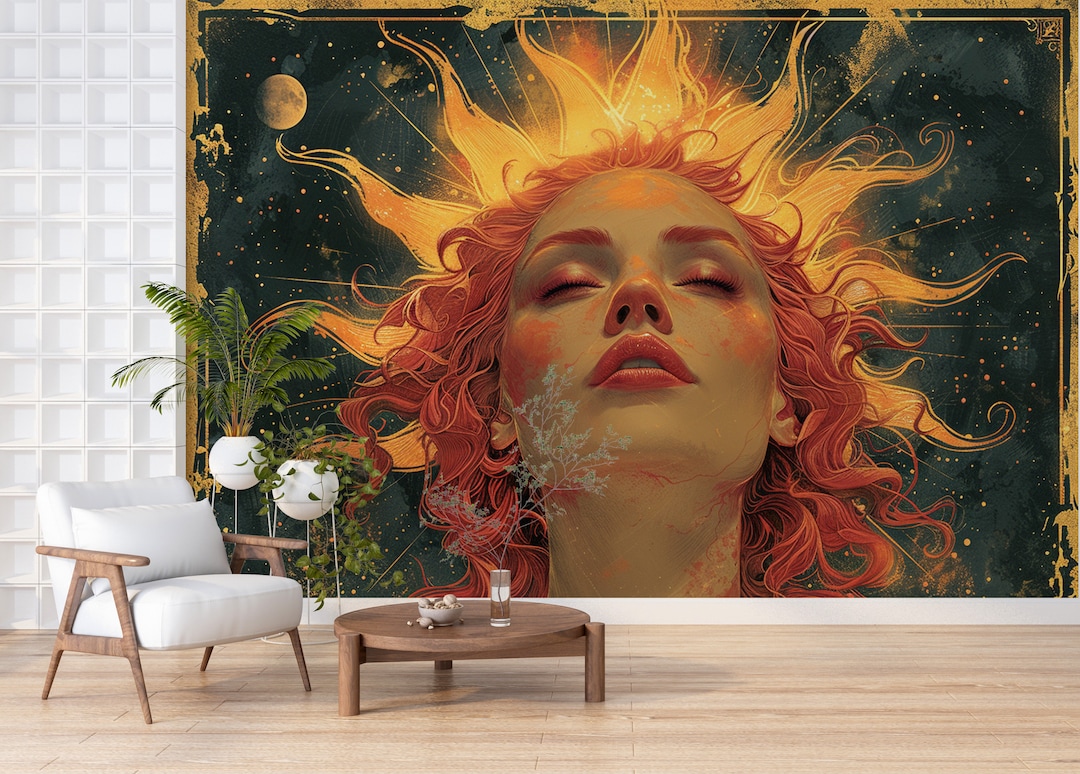 Beauty Salon Wallpaper, Sun Wall Decal, Spa Salon Wall Mural, 3D Girl ...