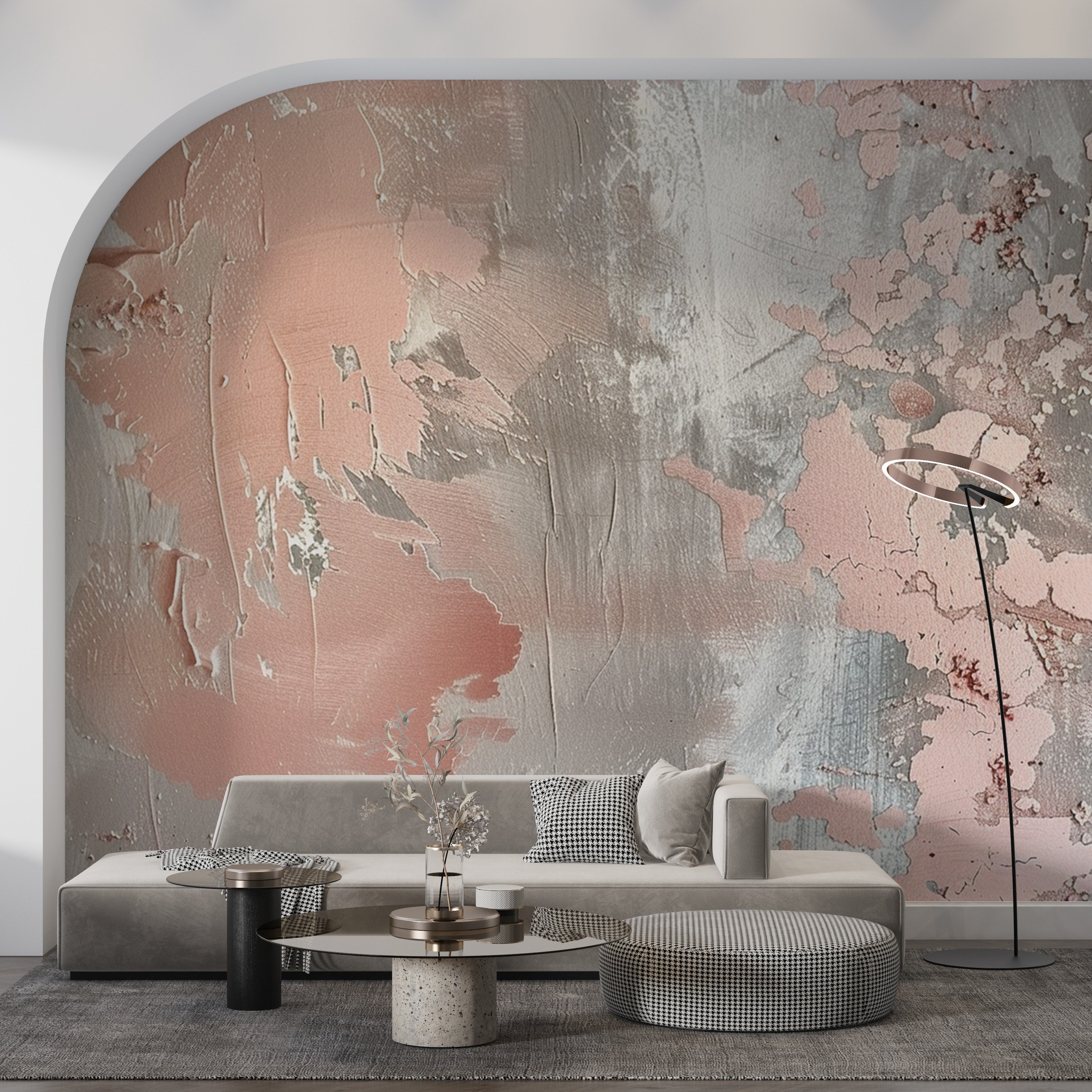 Pink Plaster Textured Wallpaper, Renovable Wallpaper, Living Room and ...