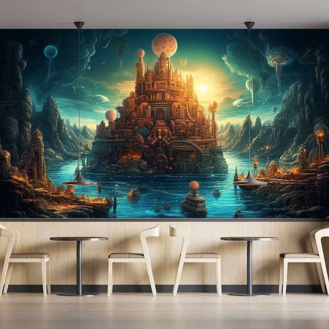 The Lost City of Atlantis Wallpaper, Landscape Mural Art, the Fantastic ...
