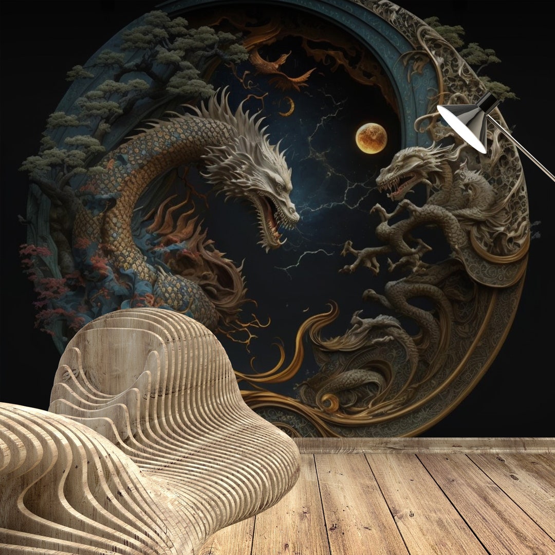 3D Dragon Wallpaper: Decorate With Magical Mythical Murals - Etsy