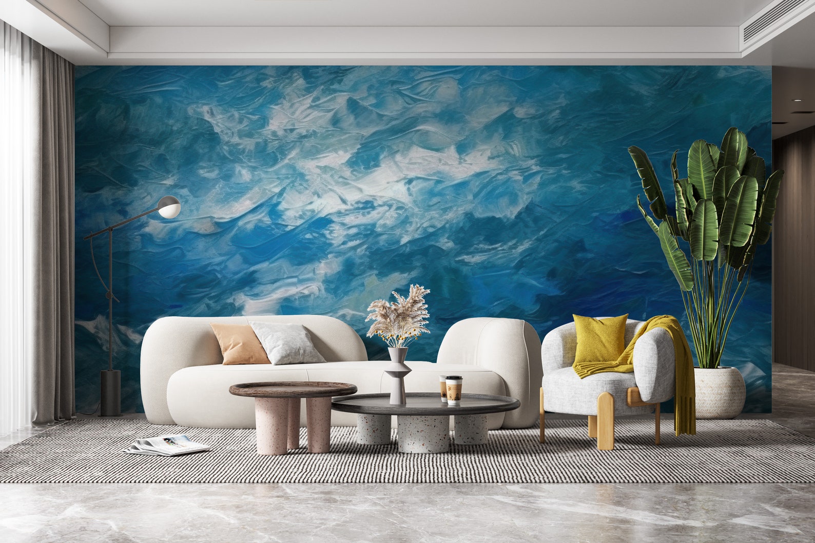 Navy Blue Oil Painting Wallpaper, Blue Wallpaper Peel and Stick, Hague ...
