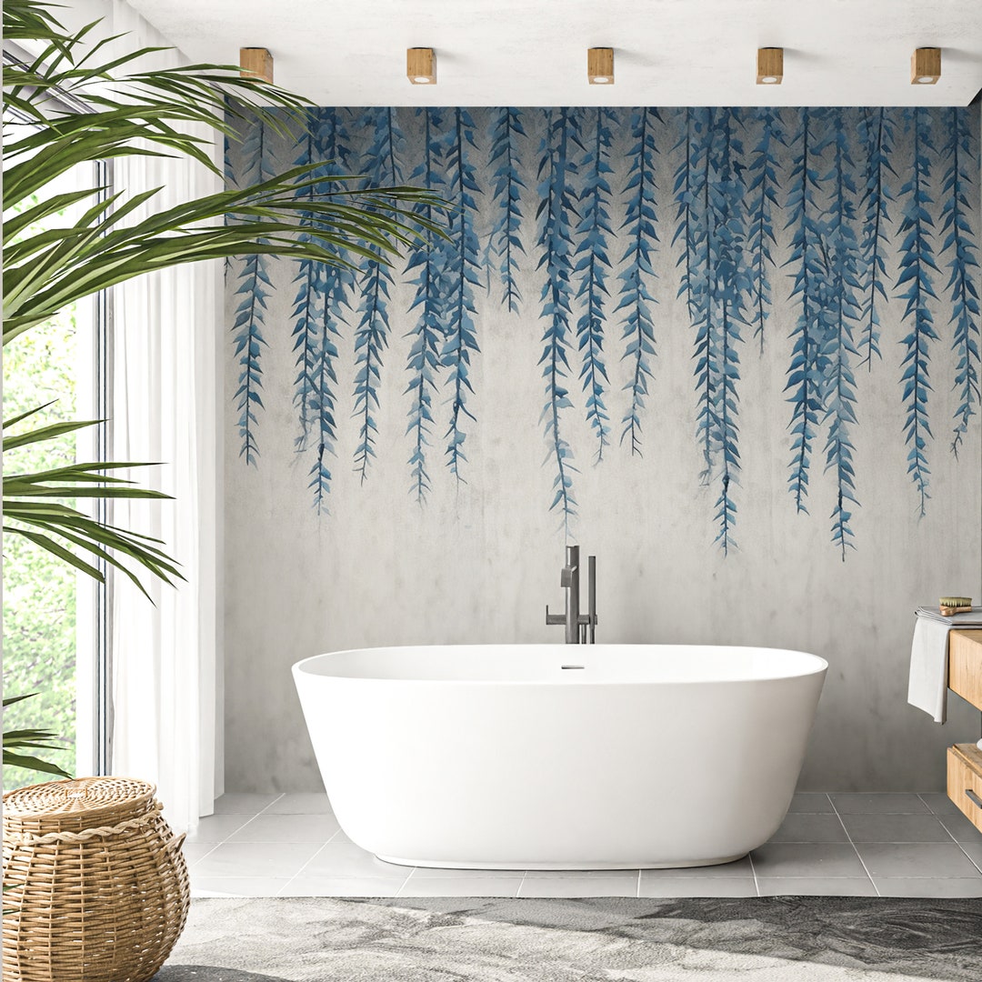 Blue Ivy Leaves Wallpaper, Small Leaves Modern Living Room and Bedroom ...