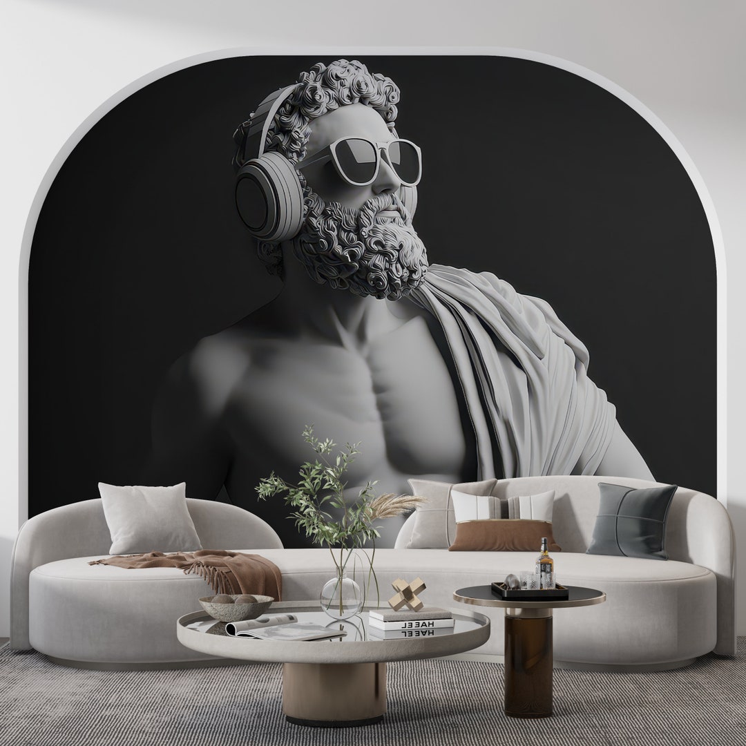 Man Statue Modern Wall Art, Mythological 3D Look Wallpaper, Luxury ...