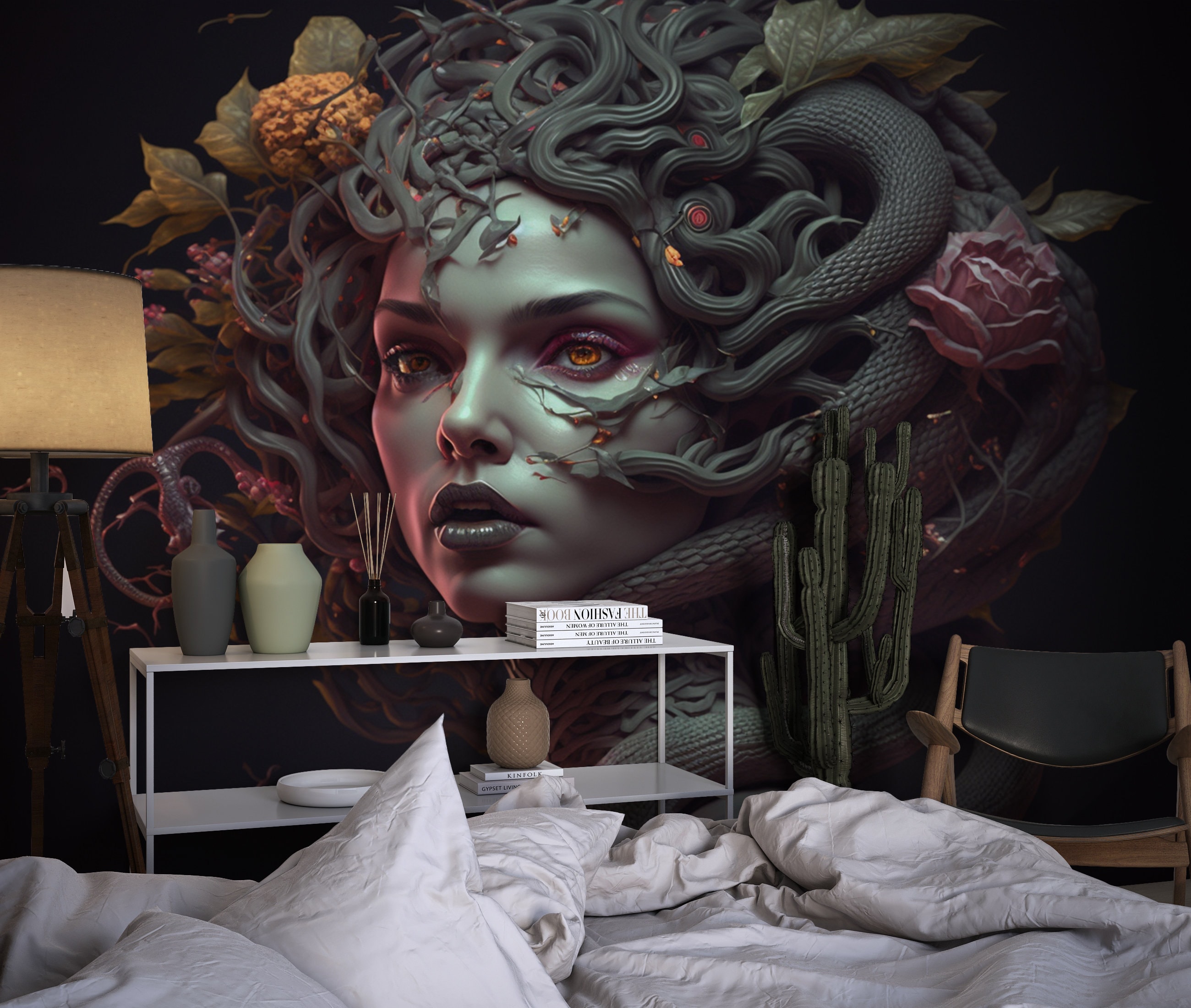 Medusa Statue Wallpaper for Home and Office Wall, Greek Wall Decor ...